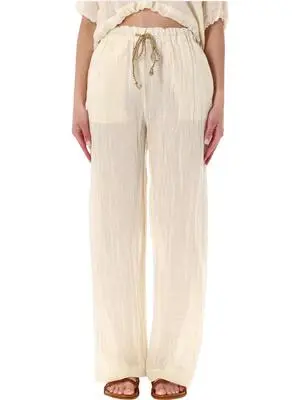 120% Lino Wide Leg Pants - Natural