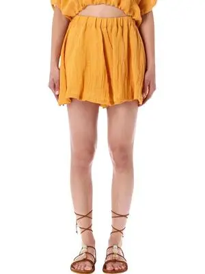 120% Lino Textured Shorts - Orange