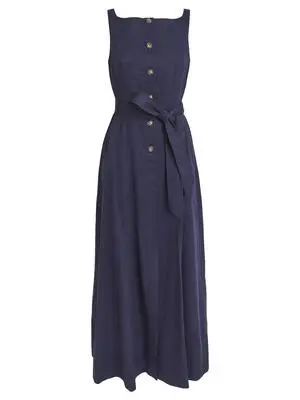 ME+EM Creaseless Linen-blend Midi Dress - Navy