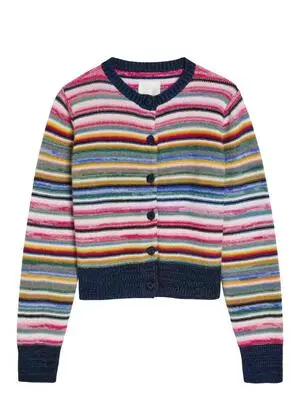 Suzie Kondi Marled Striped Cardigan - Pink