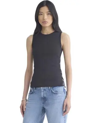 Everlane Luxe Rib Side Snap Tank Top - Black