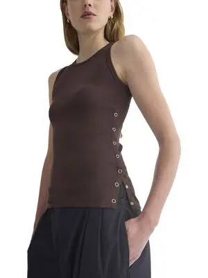 Everlane Luxe Rib Side Snap Tank Top - Coffee Bean