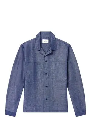 Nn07 Rob Cotton And Linen-blend Chambray Shirt - Blue