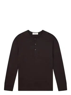 Studio Nicholson Cotton-jersey Henley T-shirt - Brown