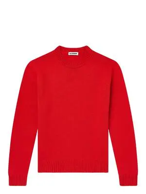 JIL SANDER Wool Crew Neck Sweater - Red