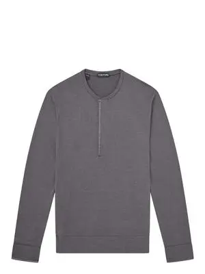 TOM FORD Slim-fit Wool, Cashmere, And Silk-blend Sweatshirt - Gray