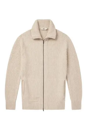 Altea Ribbed Virgin Wool Zip-up Cardigan - Neutrals