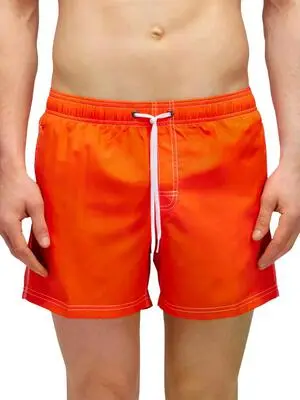 Sundek Striped Swim Shorts With Logo Patch - Orange