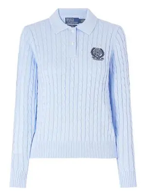 POLO RALPH LAUREN Polo Ralph Lauren Wimbledon Logo-Embroidered Cable-Knit Cotton Polo Shirt