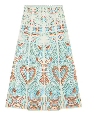 EMPORIO SIRENUSE Emporio Sirenuse Broderie Anglaise Cotton Midi Skirt