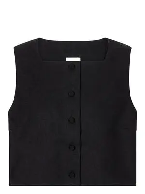 POSSE Posse Rio Linen Cropped Tank Top With Covered Buttons