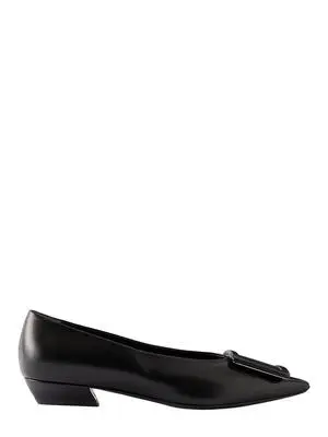 ROGER VIVIER Roger Vivier Pointed Toe Leather Ballerina Flats With Buckle Detail