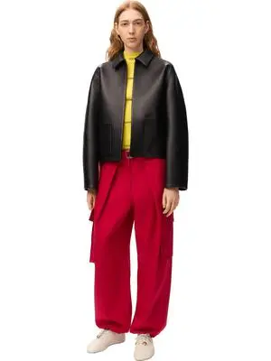 Loewe Cargo Trousers In Cotton And Silk Gabardine - Red