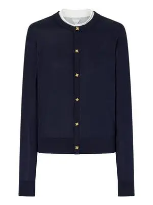 Bottega Veneta Knitted Silk Cardigan - Blue