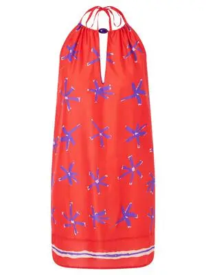 Staud Dani Floral-print Cotton Mini Dress - Red