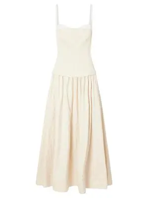 Simkhai Quinlin Striped Satin Bustier Midi Dress - Neutrals