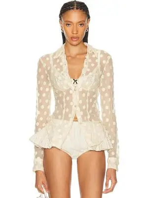 Dries Van Noten Polka Dot Mesh Shirt - Ecru