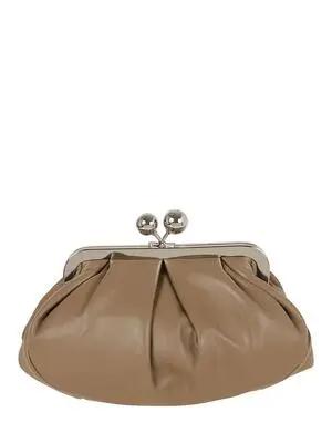 Max Mara Weekend Max Mara Leather Clutch With Ball Clasp Gray