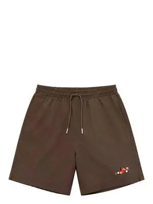 ALBERTO BRESCI Embroidered Motif Drawstring Shorts - Brown