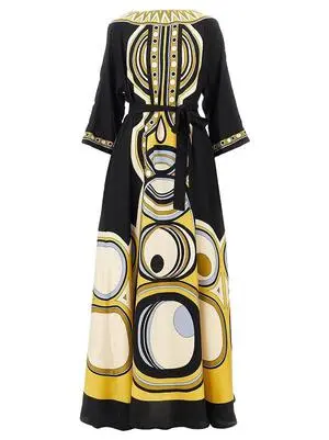 La DoubleJ LA DOUBLE J Printed Silk Sanctuary Placéé Long Dress Multicolor