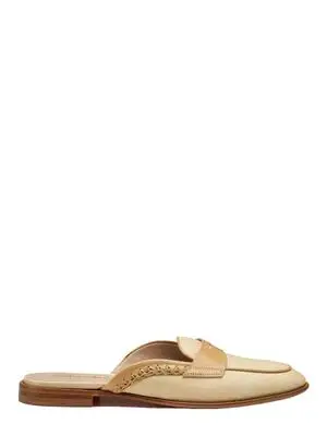 Santoni Braided Leather-trim Flat Mules - Neutrals
