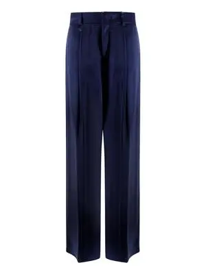 Alberta Ferretti Satin Wide Leg Trousers - Blue