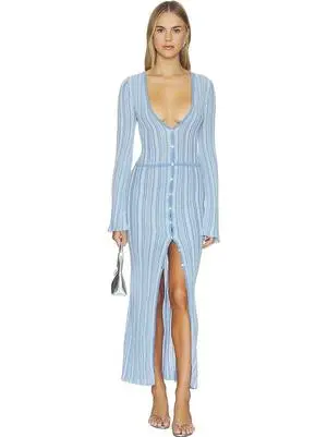 ASTA RESORT Nikita Ribbed Knit Maxi Dress - Blue