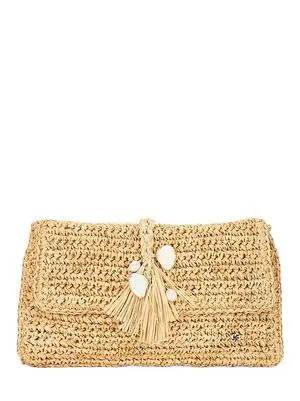 FLORABELLA Chastanet Crochet Raffia Clutch - Neutral