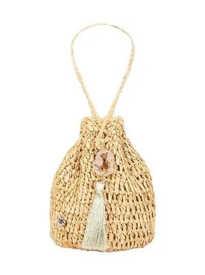 FLORABELLA Stintino Hand Crochet Raffia Wristlet - Neutral