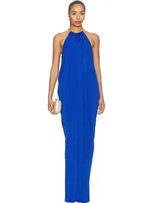 Ronny Kobo Halterneck Maxi Dress - Blue