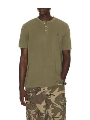 Polo Ralph Lauren Polo Ralph Lauren Short Sleeve Garment Dyed Featherweight Mesh Henley T-Shirt In Olive. Size S. Also Olive