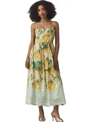 Bhldn Blooming Bustier Maxi Dress - Yellow Pattern