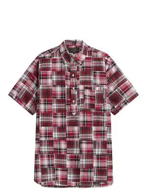 BEAMS Pullover Patchwork Masras Shirt - Red Patchwork