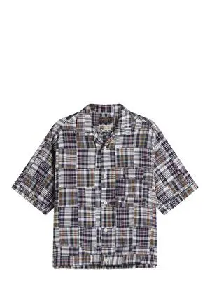 BEAMS Patchwork Madras Cabana Shirt - Navy