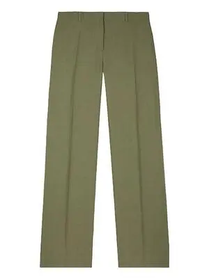 The Kooples High-rise Straight-leg Linen Trousers - Foret