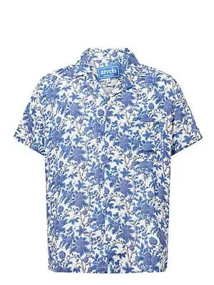 ARRELS BARCELONA Marmais Floral-print Woven Shirt - Blue