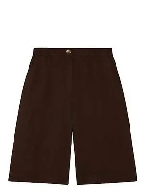 Whistles High-rise Linen Bermuda Shorts - Brown