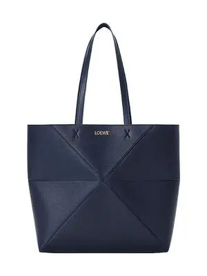 Loewe Puzzle Fold Medium Leather Tote Bag - Deep Navy