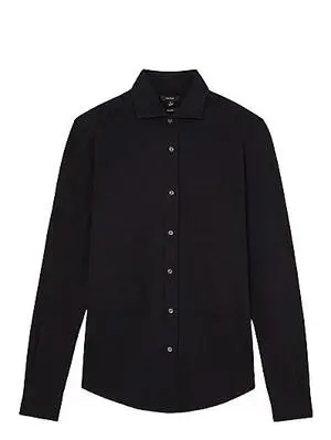 REISS Dasilva Long-sleeve Cotton-piqué Shirt - Navy