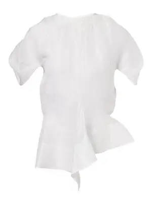 Khaite Rumi Peplum Silk-organza Top - Chalk