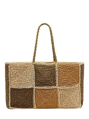 Whistles Patchwork Straw Tote Bag - Multi-coloured