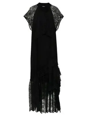 LIMI FEU Lace-panelled Ruffled Dress - Black