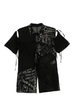 LIMI FEU Slogan-print Side-tie Top - Black