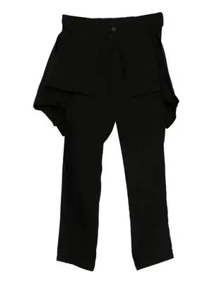 LIMI FEU Draped Layered Trousers - Black