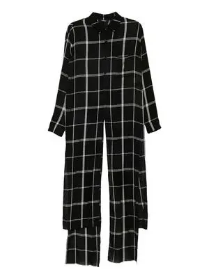 LIMI FEU Check-pattern Shirt With Front Slit - Black