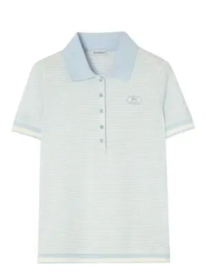Burberry Striped Cotton Polo Shirt - Glacier Blue