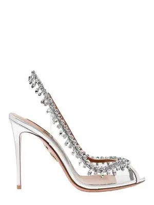 AQUAZZURA Crystal Embellished High Heel Sandals - White