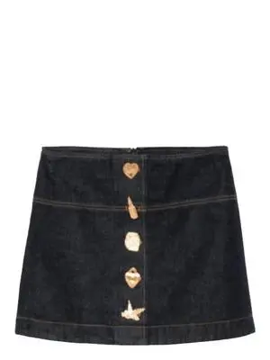 Zimmermann A-line Denim Mini Skirt With Embellished Buttons - Night Sky