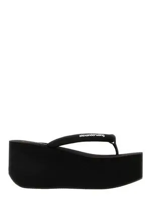 Alexander Wang Fabric Jenna Thong Platform Slippers - Black