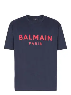 Balmain Logo Printed Crewneck T-shirt - Black